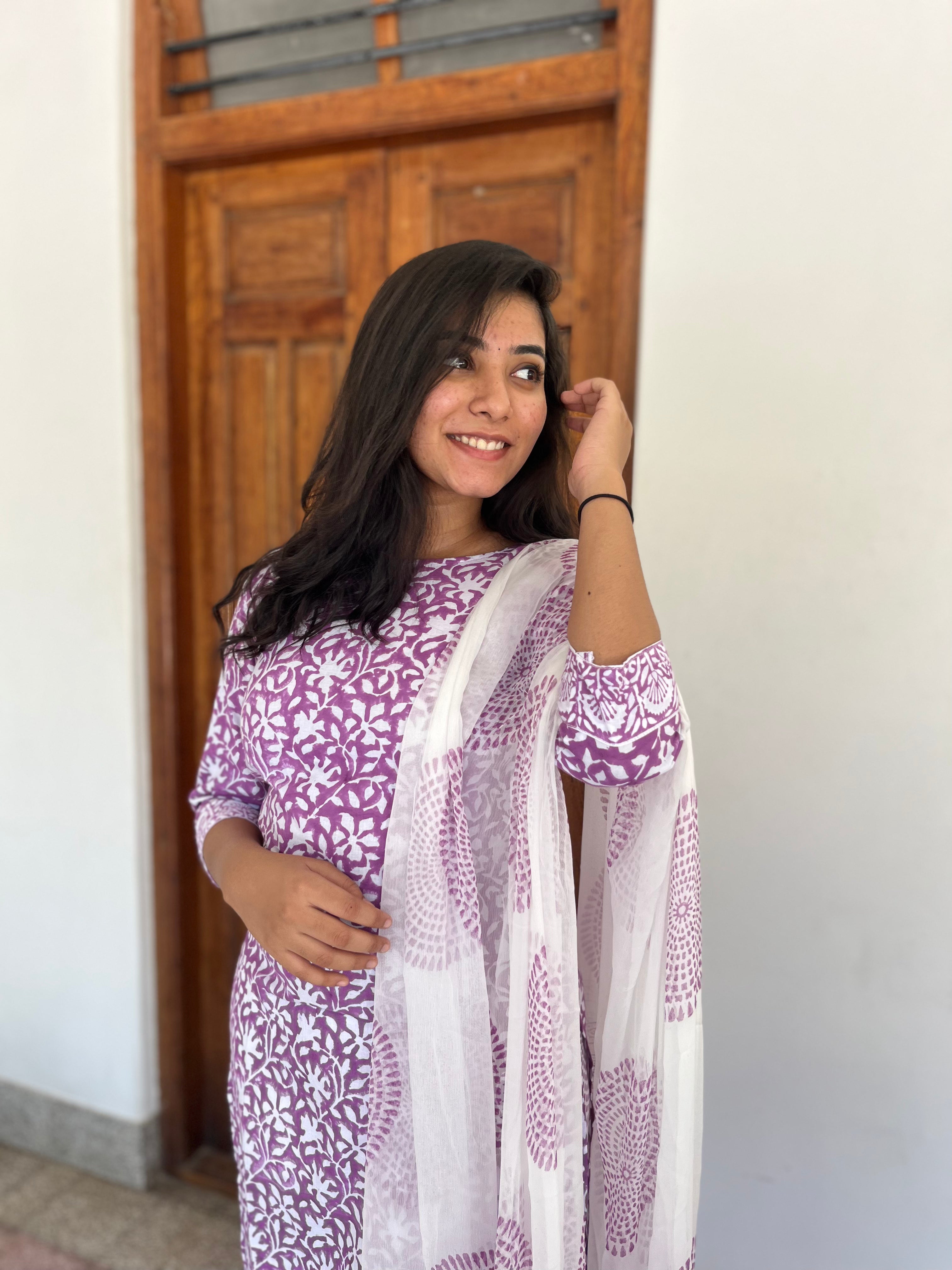 Akirti Violet Cotton set EXP – Magizham Boutique
