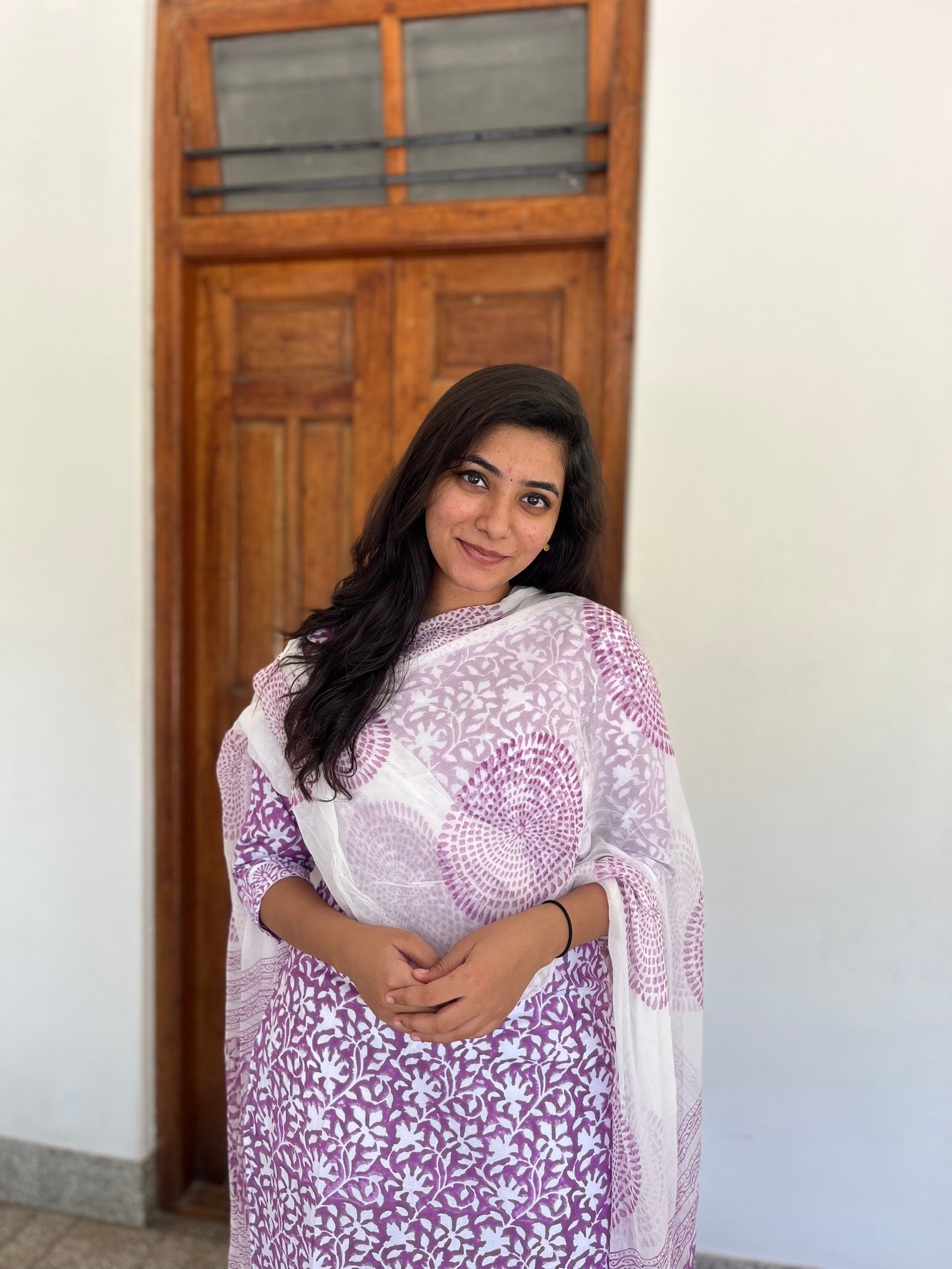 Akirti Violet Cotton set EXP – Magizham Boutique