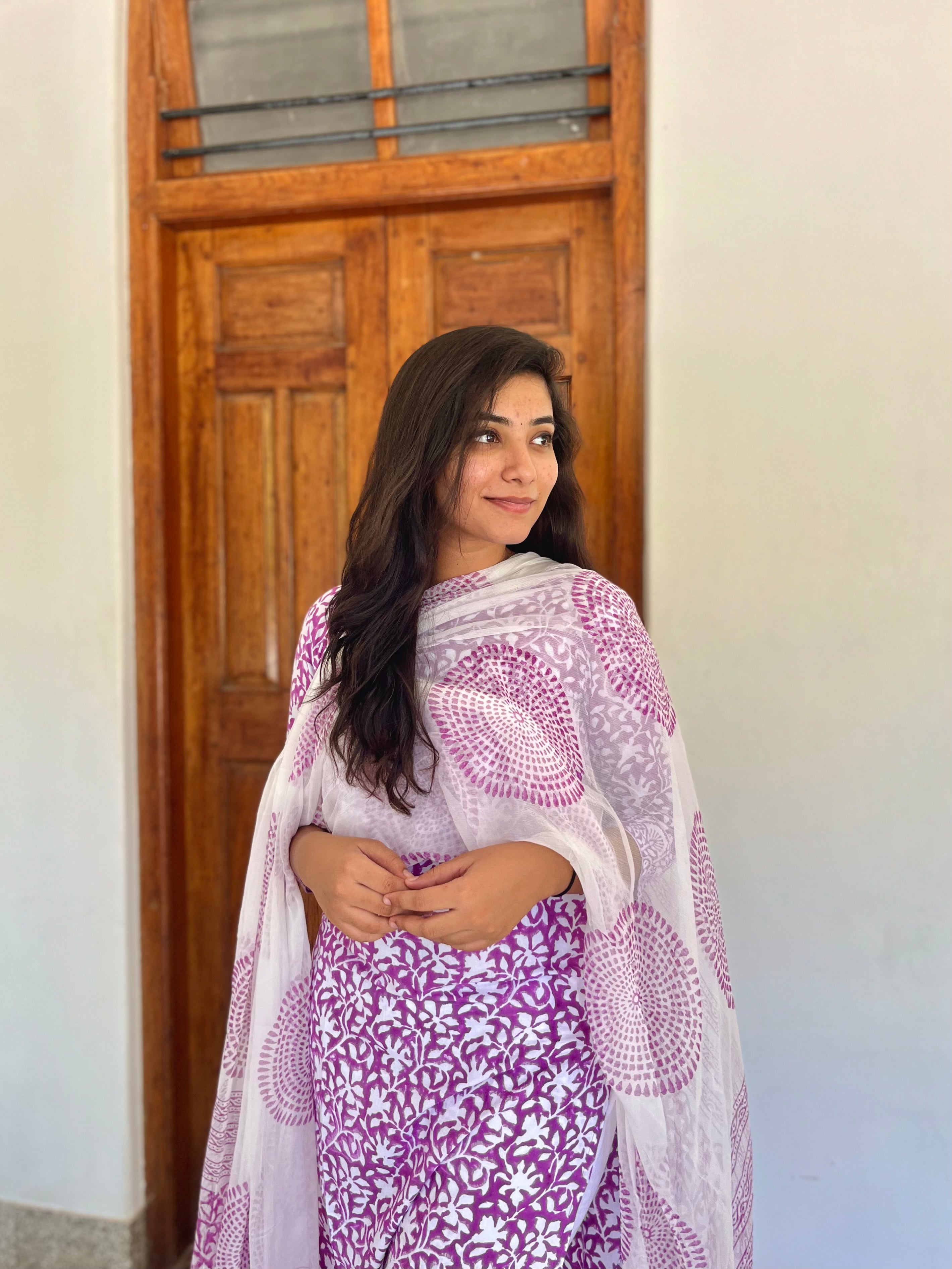 Akirti Violet Cotton set EXP – Magizham Boutique